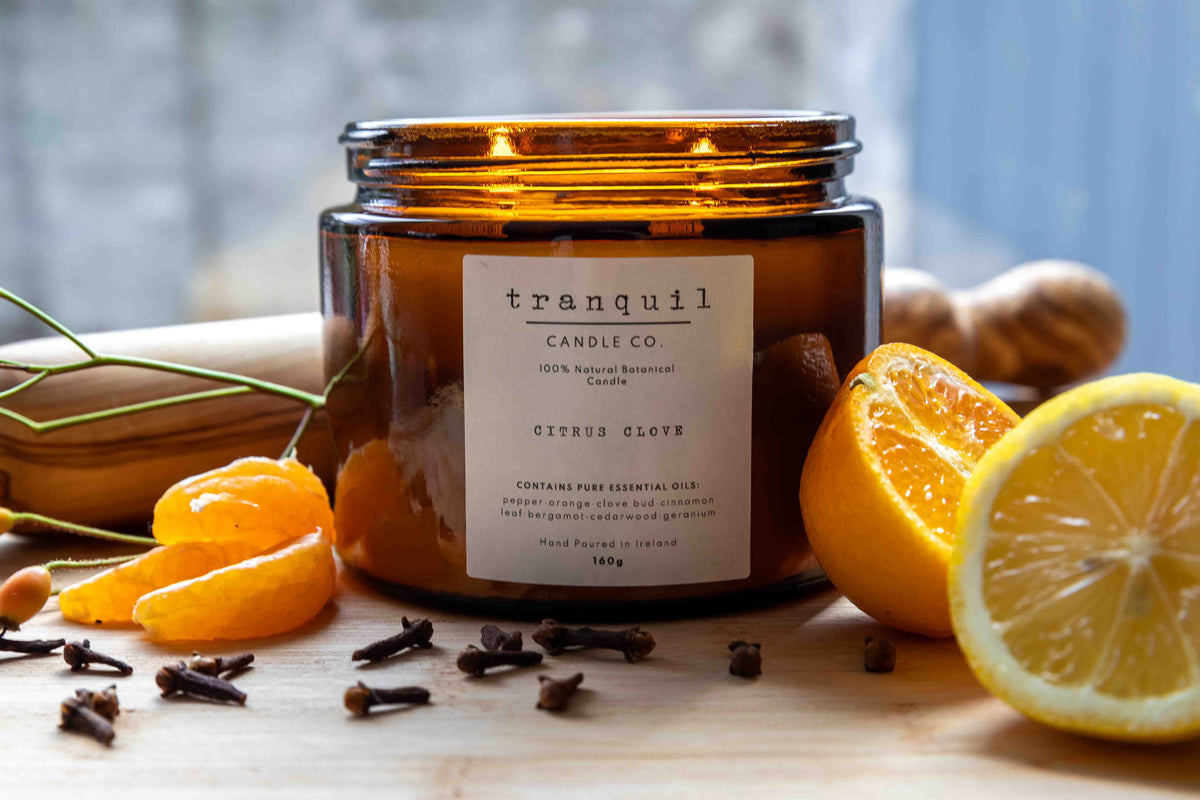 Large Amber Candle - Citrus Clove – tranquilcandleco.com